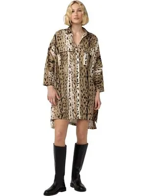 Diane Von Furstenberg Indy Shirt Dress - Leopard Fawn Neutral
