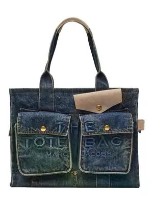 Marc Jacobs Denim Tote Bag With Suede Pocket - Blue