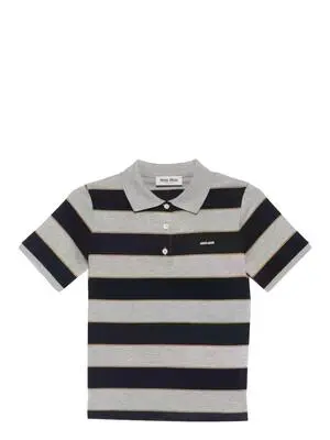 Miu Miu Striped Polo Shirt - Grey