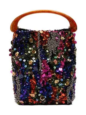 Dries Van Noten Small Sequined Satin Top-handle Bag - Multicoloured