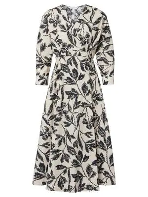 Max Mara Camino Printed Cotton Wrap Dress - White