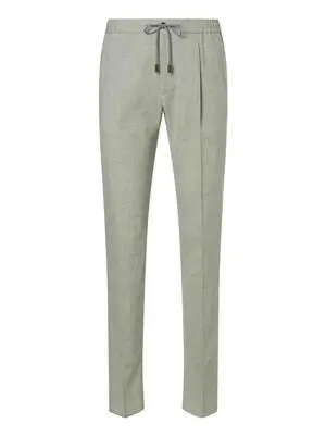 SLOWEAR Linen, Wool And Silk Tapered Trousers - Green