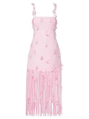 Simkhai Juliana Floral-appliqué Linen-blend Dress - Pink