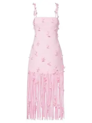 Simkhai Juliana Floral-appliqué Linen-blend Dress - Pink