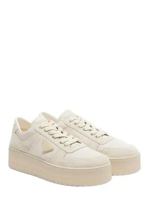 Prada Downtown Bold Re-nylon And Suede Sneakers - White