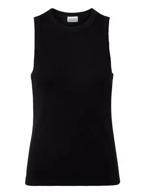 Saint Laurent Cassandre Ribbed-knit Cotton Tank Top - Black