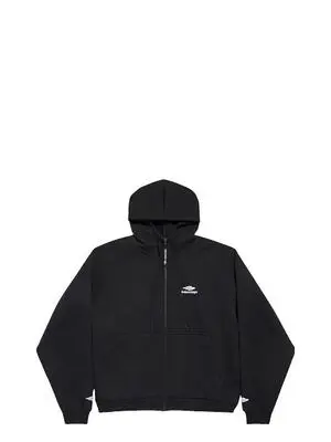 Balenciaga Long Sleeve Zip-up Hoodie - Washed Black/white
