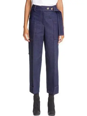 REJINA PYO Sadie High-waist Cropped Denim Trousers - Dark Blue