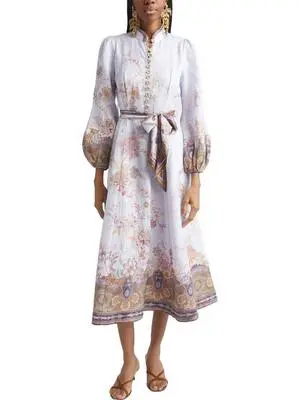 Zimmermann Zimmermann Luna Paisley Print Linen Midi Dress Blue Paisley