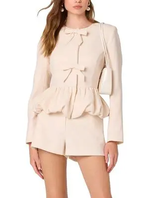 Astr The Label Nicolle Bow Peplum Jacket - Cream