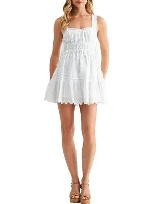 ALL IN FAVOR Floral Embroidered Mini Dress - White