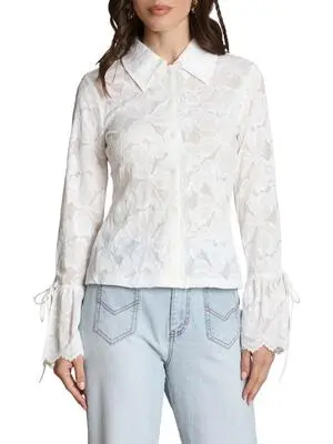 Avec Les Filles Flare Cuff Button-up Shirt - White
