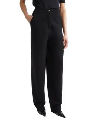 St. John Signature Double Face High-waist Milano Stitch Pants - Black