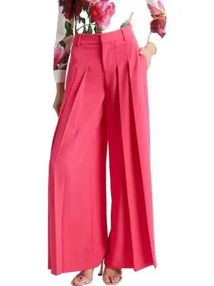 Alice + Olivia Blaire Pleated Wide-leg Pants - Deep Pink