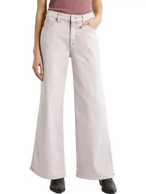 Treasure & Bond High-waist Wide-leg Jeans - Pink Over Dye