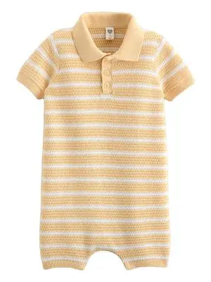 Nordstrom Cotton Polo Sweater Romper - Yellow Summer Gill Stripe