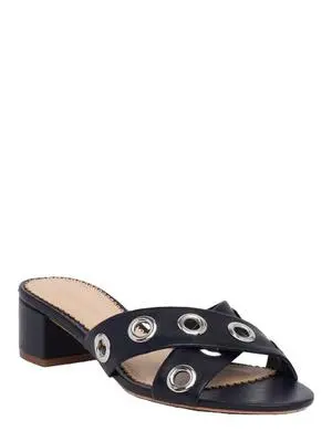 Cinq À Sept Maya Studded Block Heel Sandal - Navy