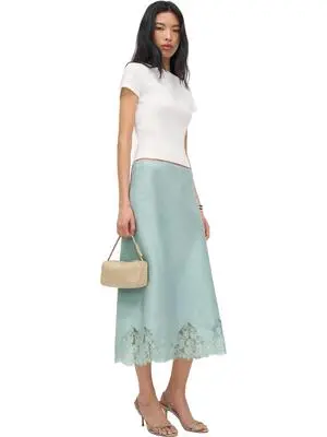 REFORMATION Carolina Linen Midi Skirt - Blue