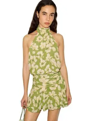 REFORMATION Halter Neck Mini Dress - Green