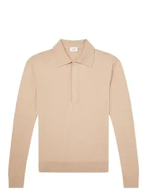 Saint Laurent Silk And Cotton-blend Polo Sweater - Neutrals