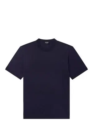 Zegna Cotton And Silk-blend Jersey T-shirt - Blue