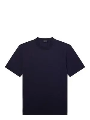 Zegna Zegna - Cotton And Silk-Blend Jersey T-Shirt - Men - Blue  Navy