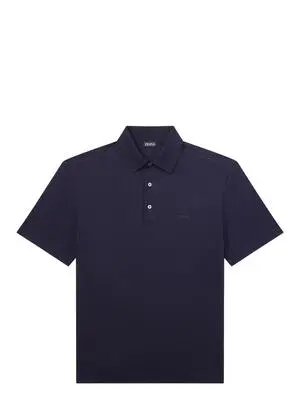 Zegna Embroidered Cotton-piqué Polo Shirt - Blue