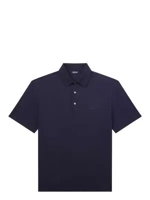Zegna Zegna - Knitted Cotton-Piqué Polo Shirt - Men - Blue  Navy
