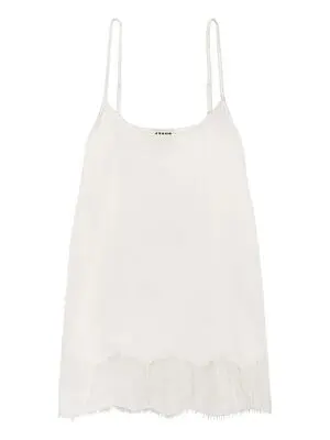 Staud Lace-trimmed Silk-blend Satin Camisole - Ivory