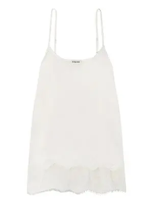 Staud Lace-trimmed Silk-blend Satin Camisole - Neutrals