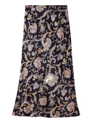Veronica Beard Clover Paisley-print Silk-blend Charmeuse Midi Skirt - Black