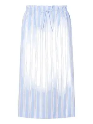 Staud Shore Striped Cotton-blend Poplin Midi Skirt - Blue