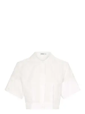 Simkhai Sabrina Cropped Pleated Poplin Shirt - White