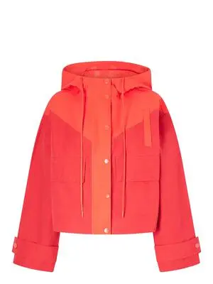 Staud Alta Hooded Two-Tone Jacket Red