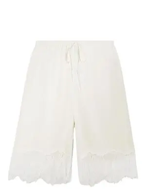 Staud Verano Lace-trimmed Silk Shorts - White