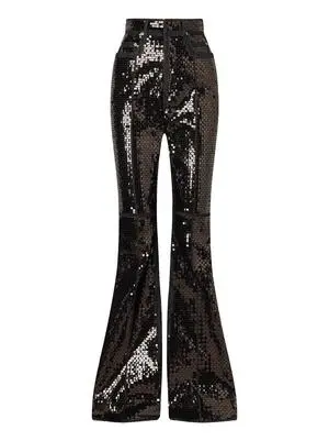 RICK OWENS Sequined High-Rise Bootcut Jeans