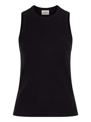 Saint Laurent Embroidered Ribbed Cotton Tank - Black