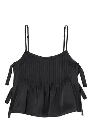 R13 Cropped Tie-detailed Pintucked Camisole - Black
