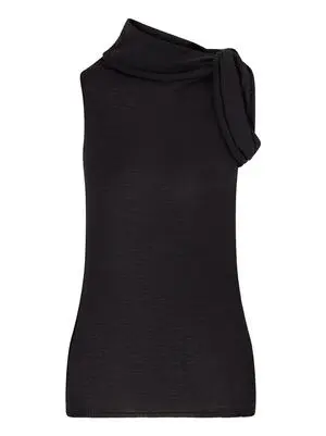 Rick Owens Draped Wool Turtleneck Top - Black