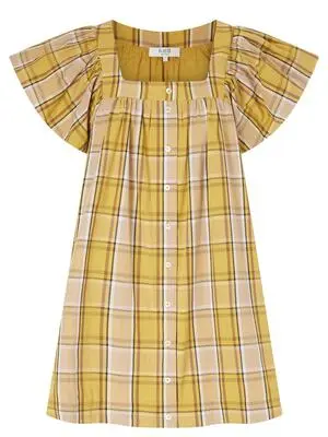 Sea Copeland Plaid Cotton-poplin Mini Dress - Yellow