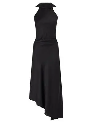 Simkhai Monica Asymmetric Tie-detailed Halterneck Midi Dress - Black
