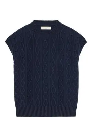 Purdey Cable-knit Cotton And Cashmere-blend Vest - Blue