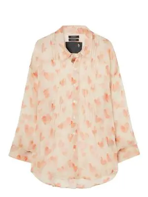 R13 Pintucked Printed Silk Shirt - Neutrals