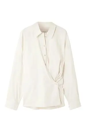 LEMAIRE Twisted Cotton And Silk-blend Poplin Wrap Shirt - Cream