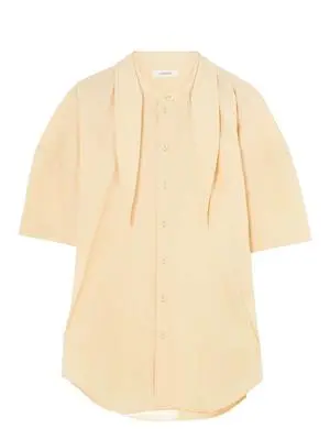 LEMAIRE Tie-neck Cotton-muslin Shirt - Pastel Yellow