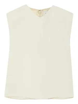 Loulou De Saison Daika Cropped Twill Tank Ivory