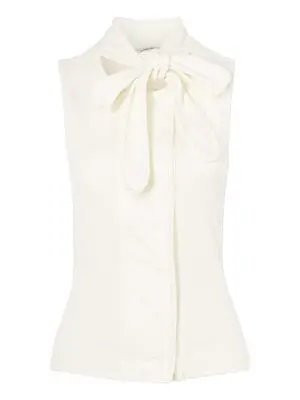 LEMAIRE Tie-neck Ribbed Jersey Top - White