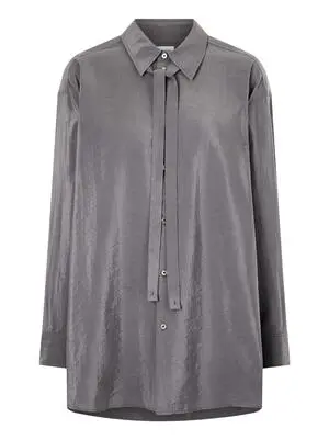 LEMAIRE Tie-detailed Crinkled Silk-blend Shirt - Gray
