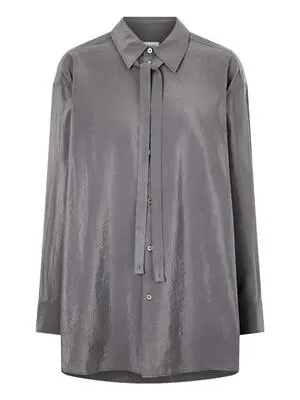 LEMAIRE Tie-detailed Crinkled Silk-blend Shirt - Gray
