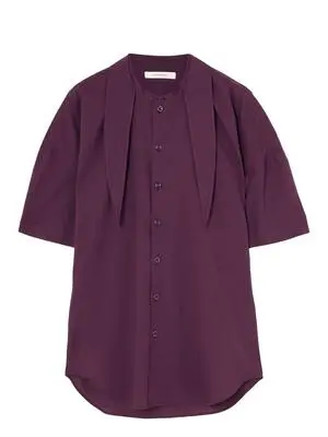 LEMAIRE Tie-neck Cotton-muslin Shirt - Grape